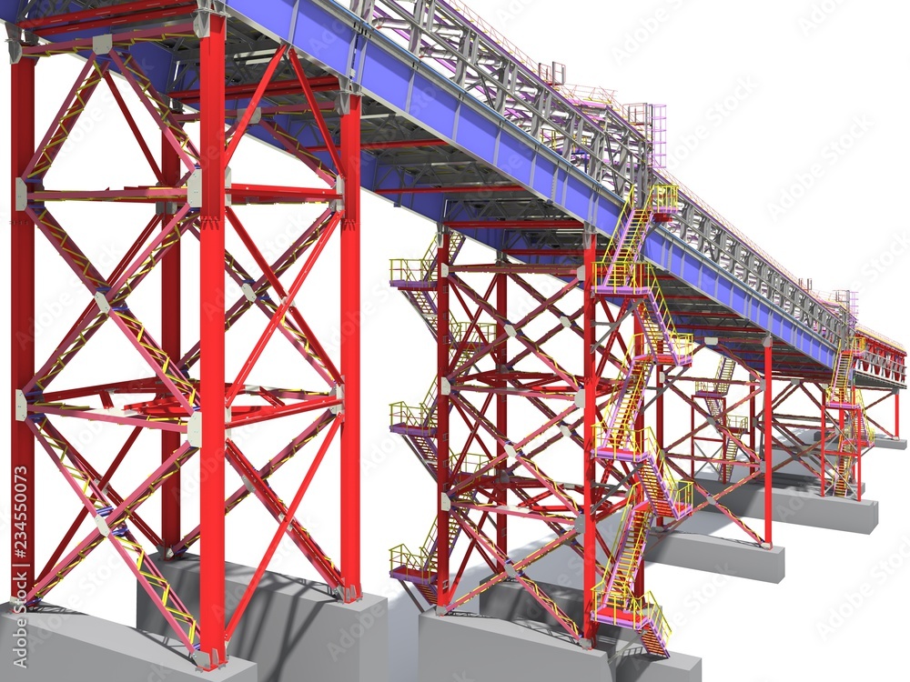 BIM model. 3D structure of building steel structures of industrial ...