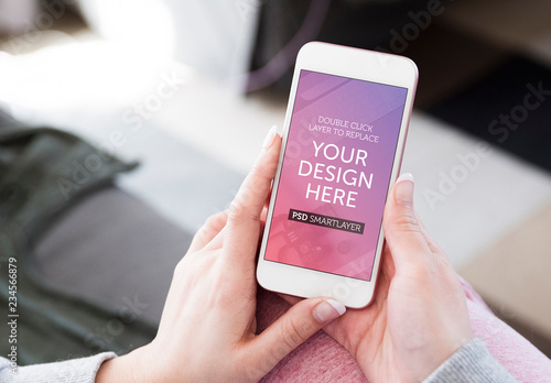 Hands Holding Smartphone Mockup Stock Template | Adobe Stock
