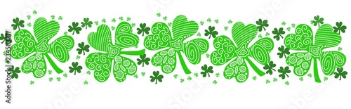 Shamrock four leaf clover, St Patrick's Day, March green and white ...