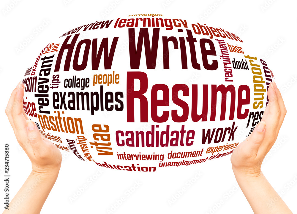 How write resume word cloud hand sphere concept Stock Illustration ...