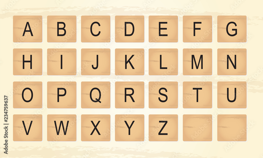Wooden Tiles Alphabet Letters Stock Vector | Adobe Stock