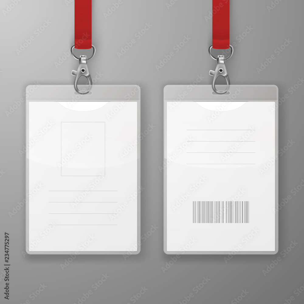 Vector de Stock Two Vector Realistic Blank Office Graphic Id Cards with ...