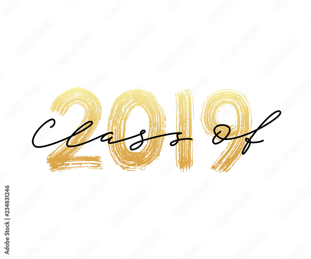 Class of 2019. Modern calligraphy. Vector illustration. Hand drawn ...