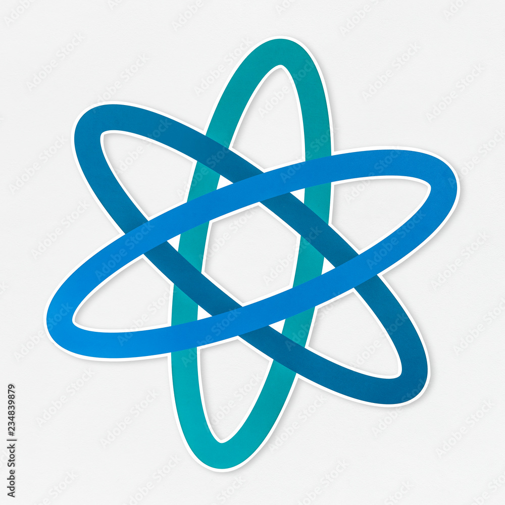 Blue atomic molecule symbol of science Stock Photo | Adobe Stock
