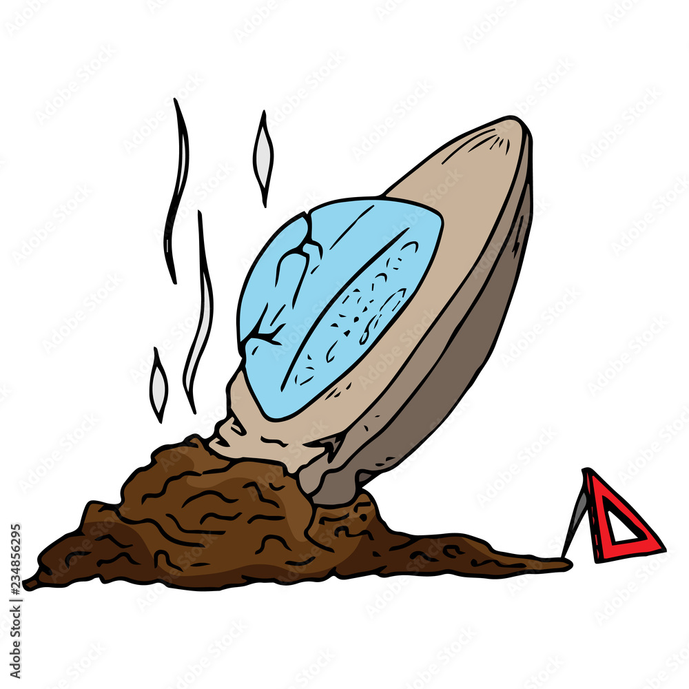 Vector de Stock Broken UFO. UFO crash. Vector illustration. Hand drawn ...