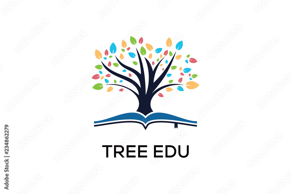 TREE EDUCATION LOGO DESIGN Stock Vector | Adobe Stock