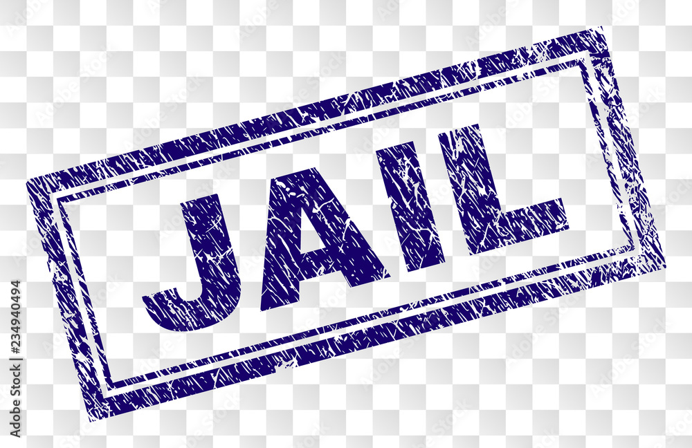 JAIL stamp seal print with rubber print style and double framed ...