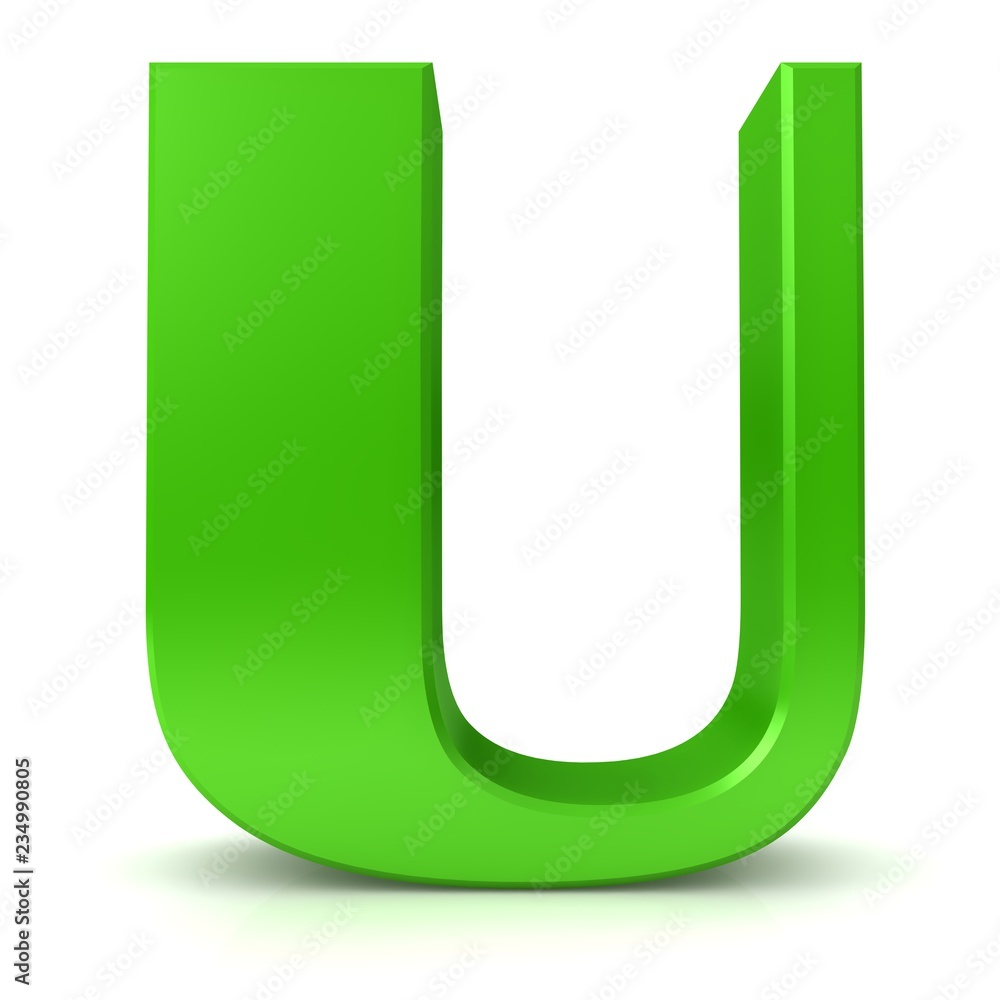 letter u green alphabet sign 3d render Stock Illustration | Adobe Stock