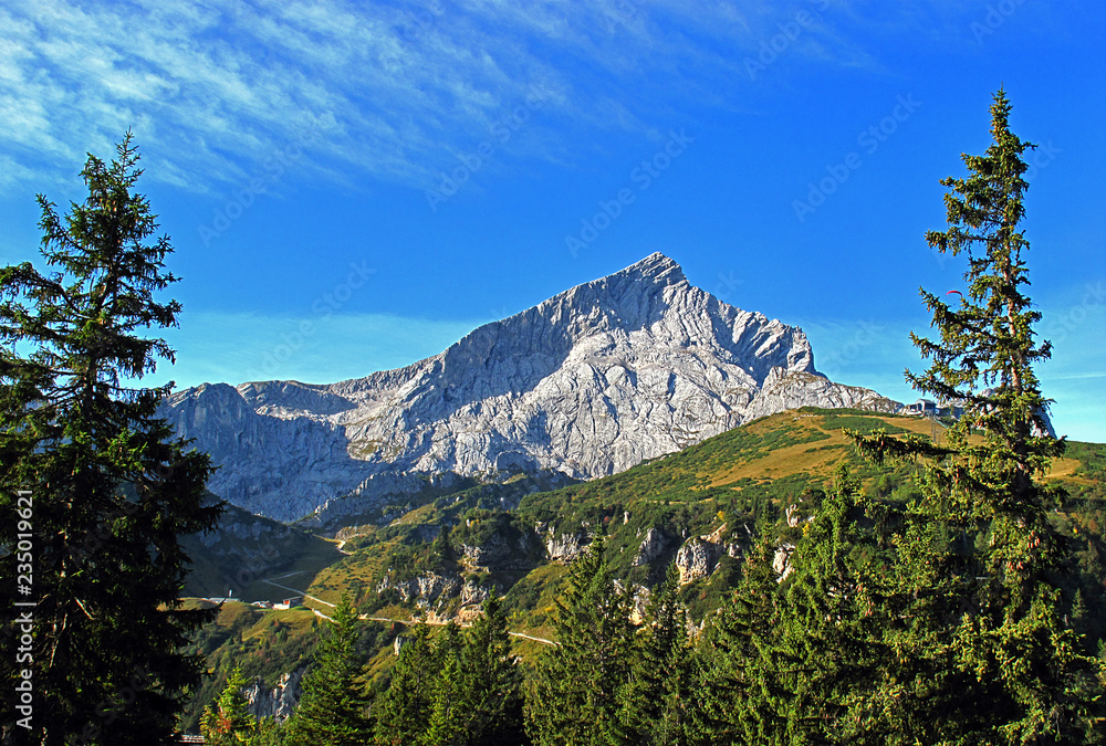 Mount Alpspitze in Bavarian Alps, Germany. Alpspitze is the second ...