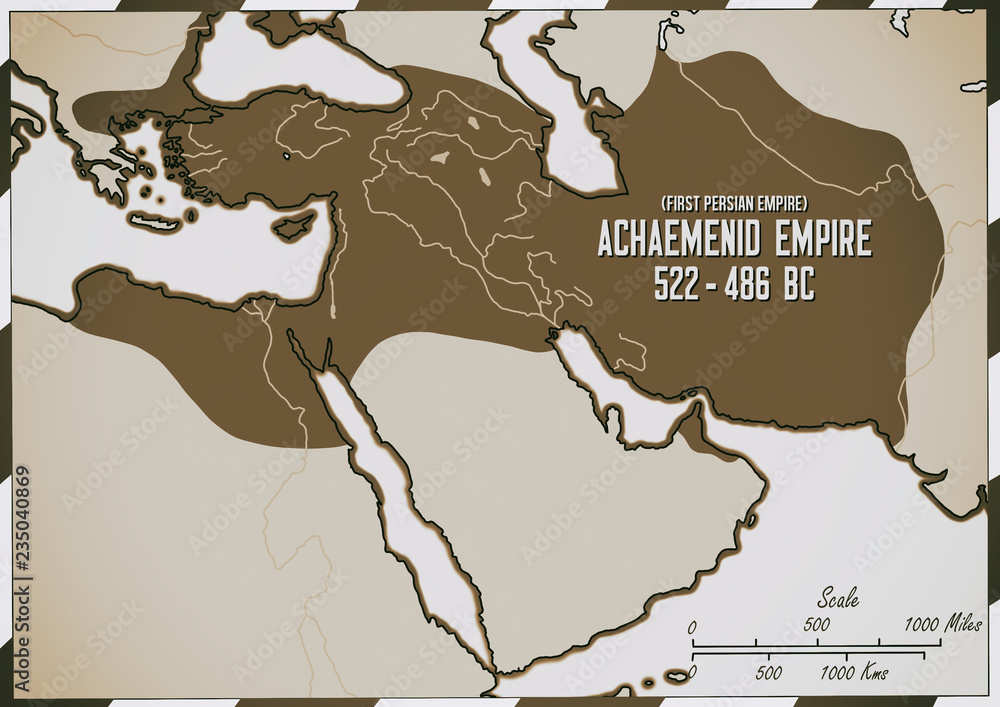 Ilustración de Stock Original hand drawn map. The Achaemendid Empire in ...