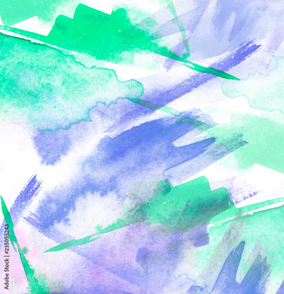 Watercolor blue, green background, blot, blob, splash of blue, green ...