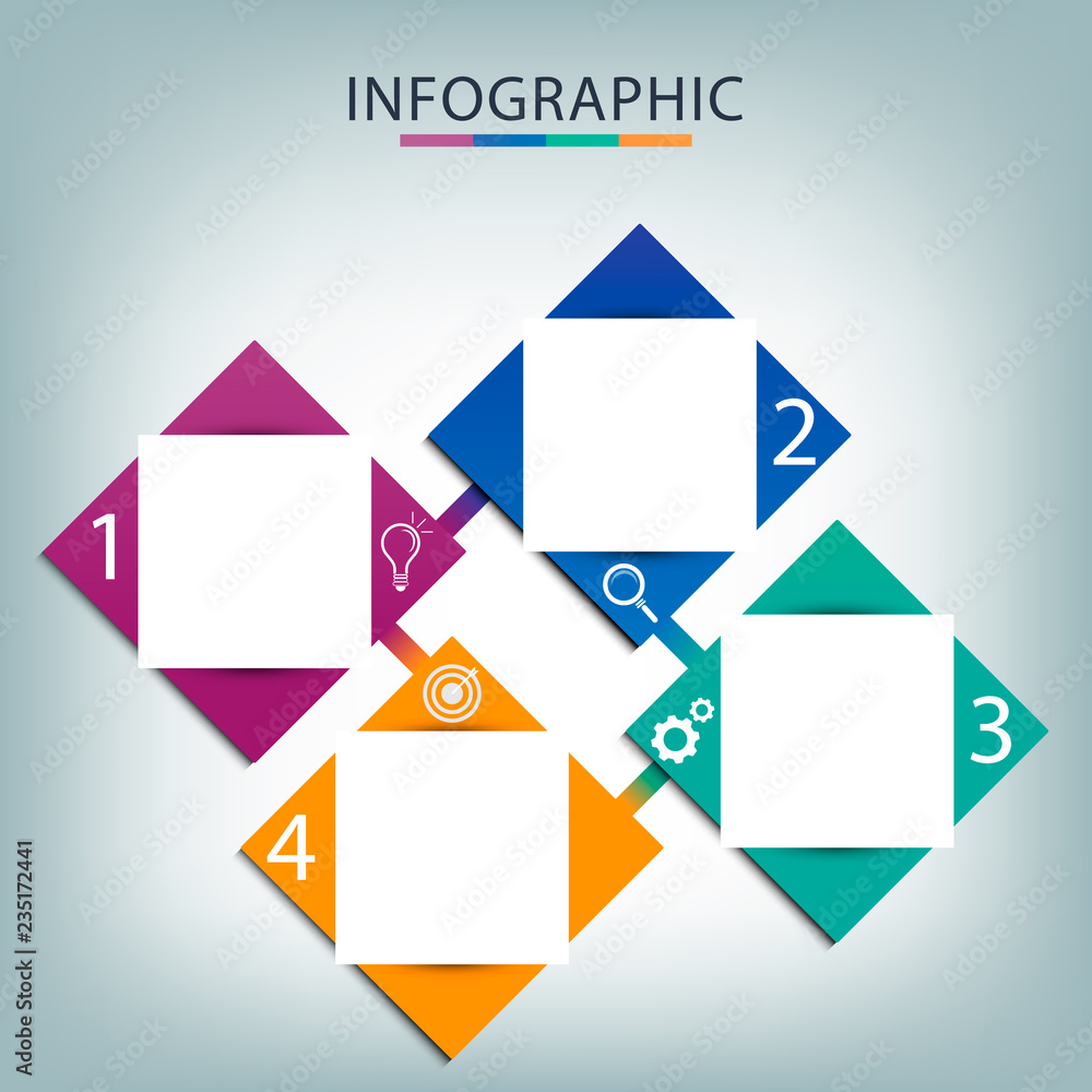 Infographic with 4 steps work flow banner for presentation or web Stock ...