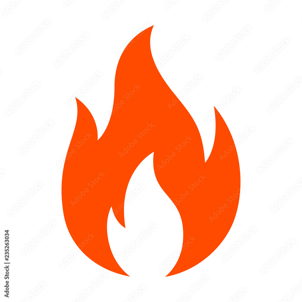 Red hot fire / flame heat or spicy food symbol flat vector icon for ...