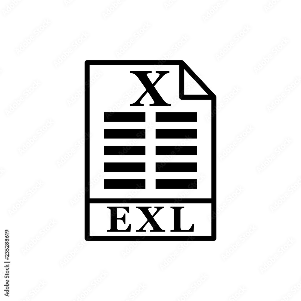 Vector Image Of A Flat Black Icons In Excel Xls Document Format On An Isolated White