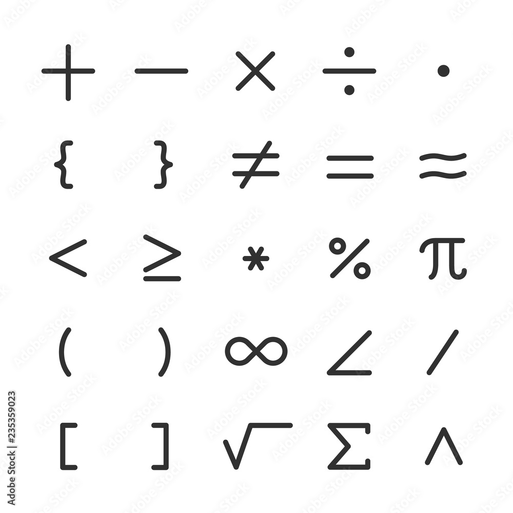 math symbols, icon set. mathematical calculations. Line with editable ...