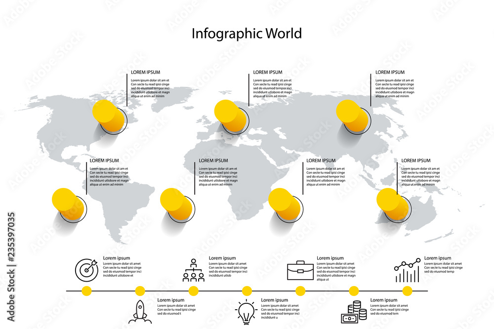 infographic country world map, international world flags, continents ...