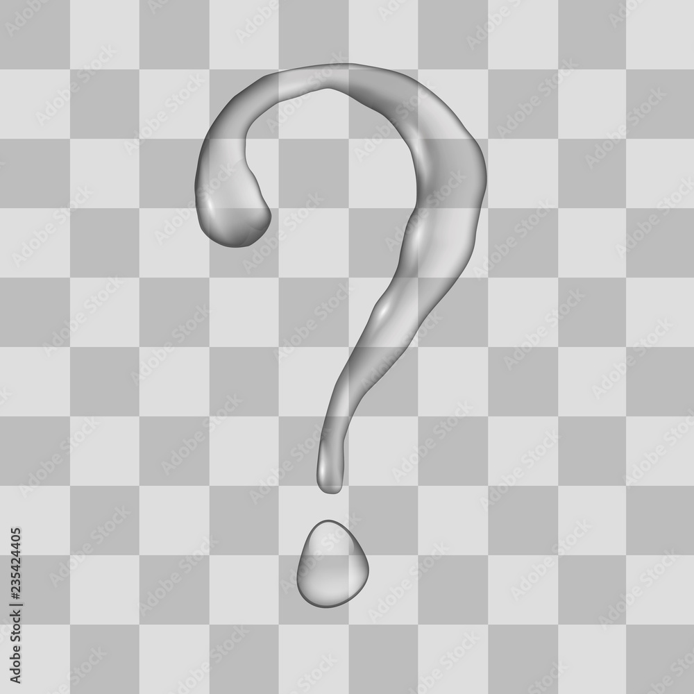 Question mark made of water drops on transparent background. Vector ...