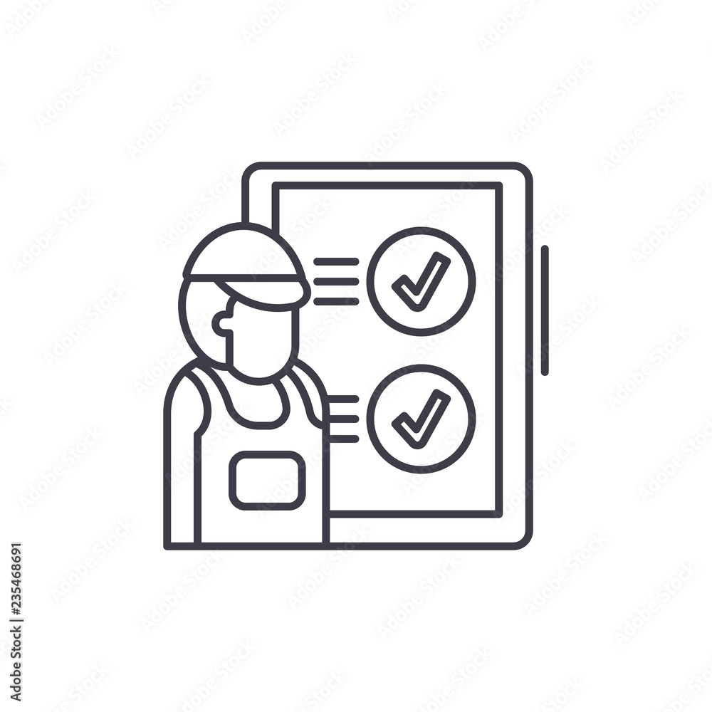 Technical inspection line icon concept. Technical inspection vector ...