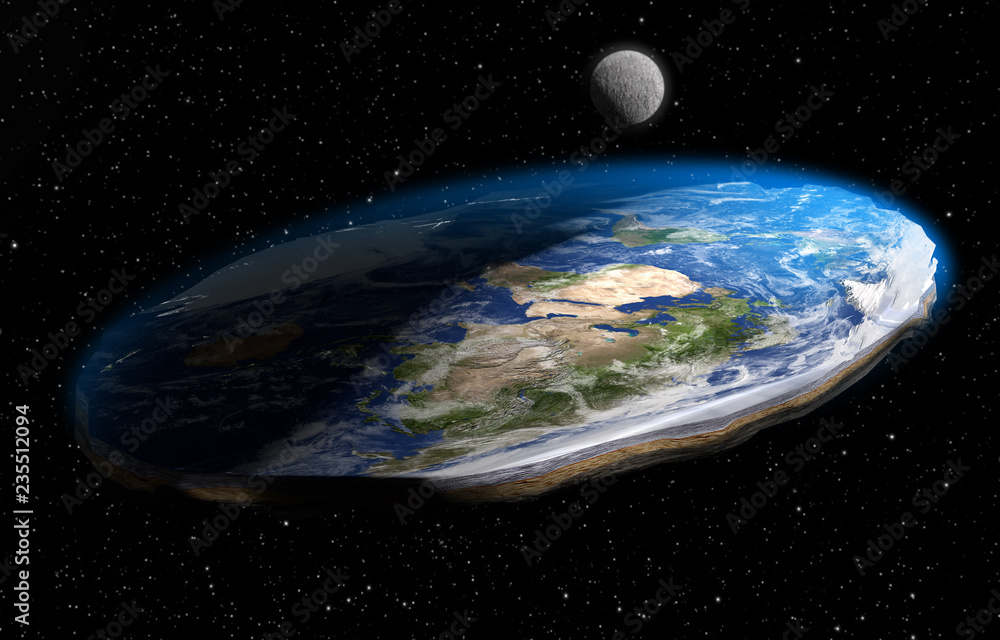 Flat Earth Theory 3D Illustration Stock Illustration | Adobe Stock