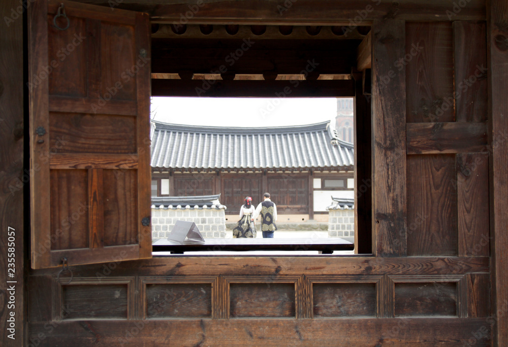 Korean Traditional Building House : Jeonju, South Korea - view of ...