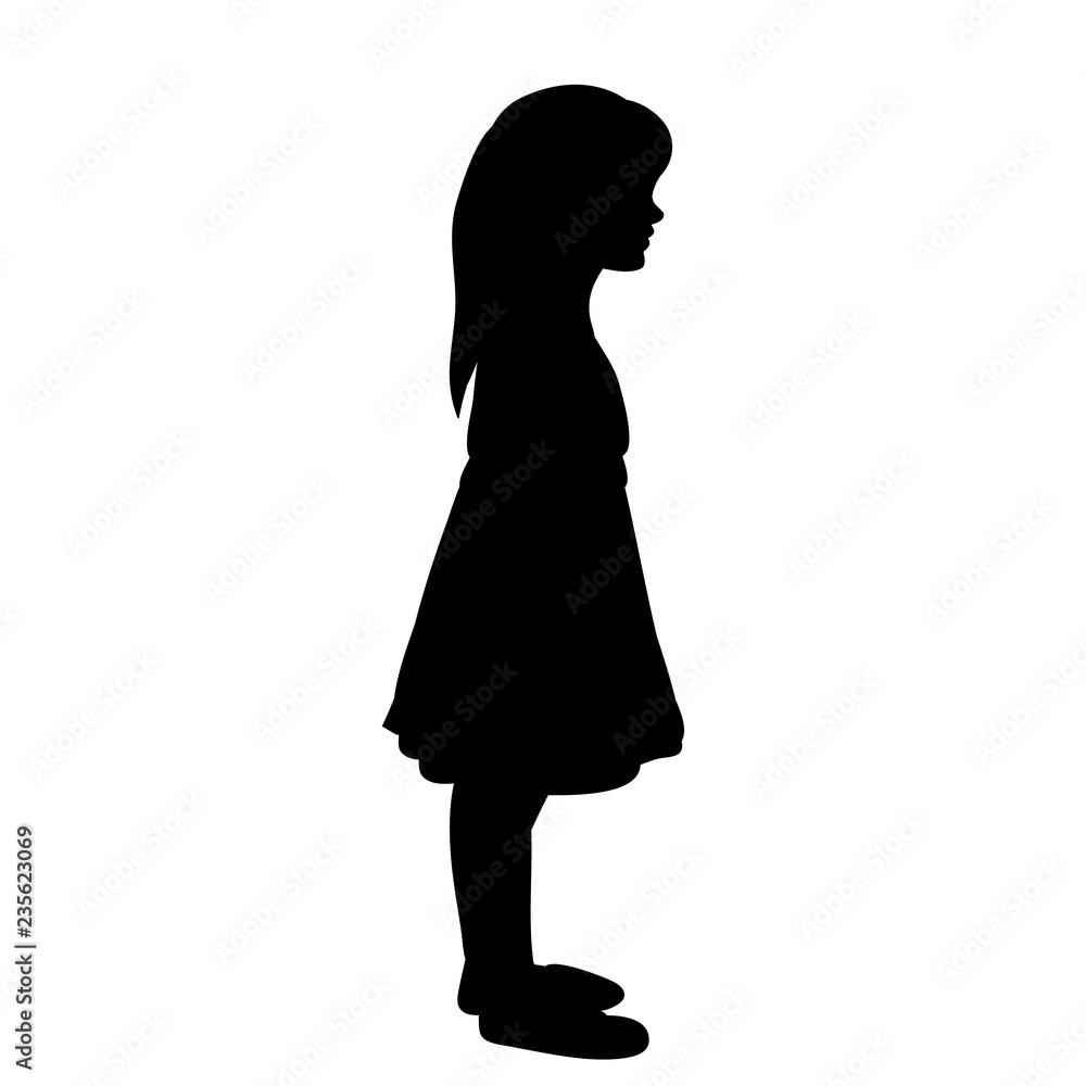vector isolated girl child silhouette Stock Vector | Adobe Stock
