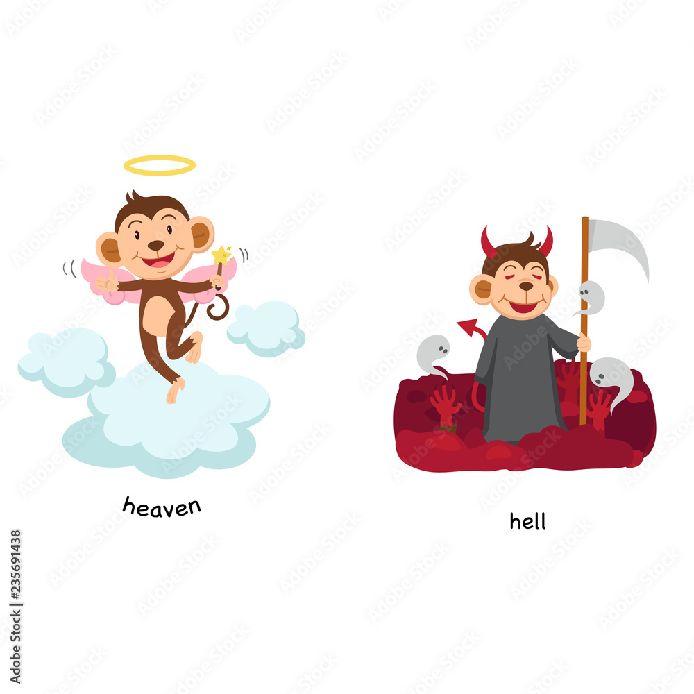 Opposite heaven and hell vector illustration Stock Vector | Adobe Stock