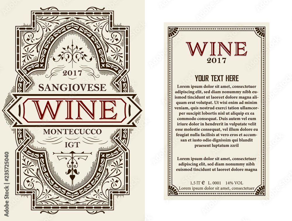 Vintage wine label with floral frame. Vector layered Stock Vector ...