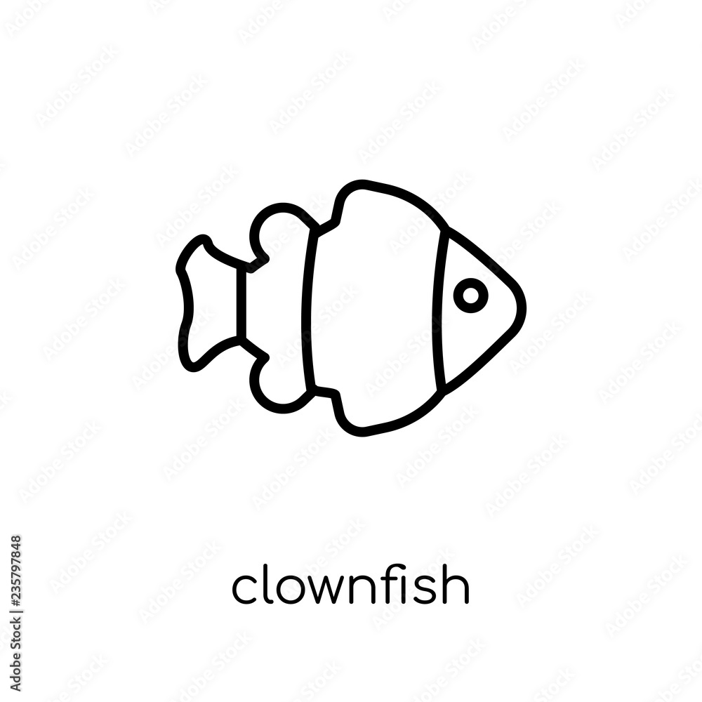 Clownfish icon. Trendy modern flat linear vector Clownfish icon on ...
