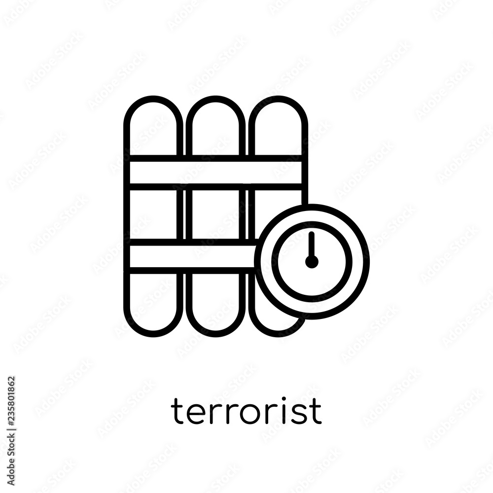 terrorist icon. Trendy modern flat linear vector terrorist icon on ...