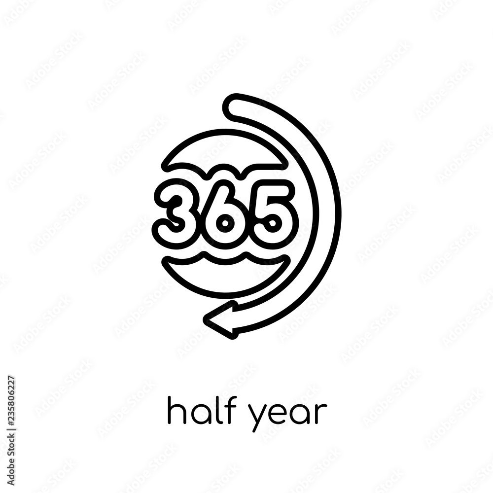 Half year icon. Trendy modern flat linear vector Half year icon on ...