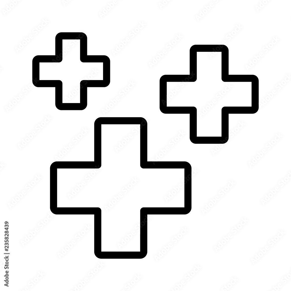 Heal, healing or regeneration symbol with crosses line art vector icon ...