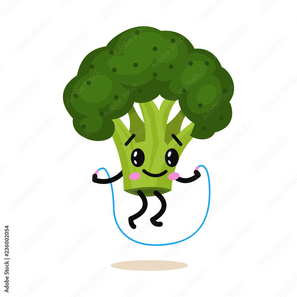 Sports vegetable character. Cute healthy fruit and funny face. Happy ...