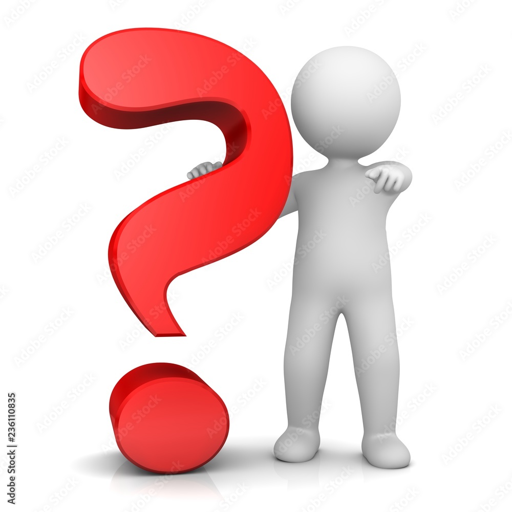 question mark red 3d interrogation sign person ask icon character ...
