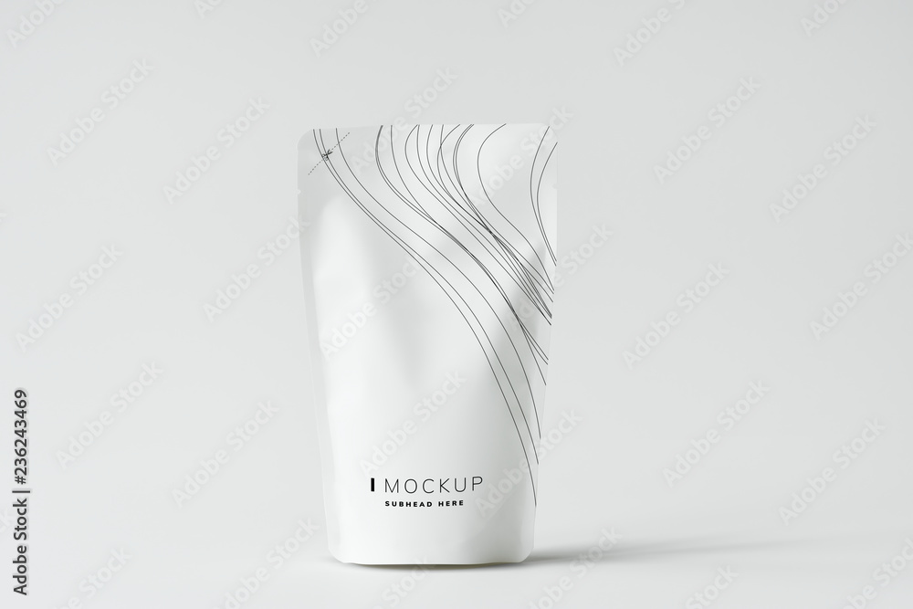 White sachet mockup against white background Stock Photo | Adobe Stock