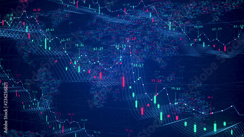 Stock chart - abstract digital 3d financial chart render showing ...