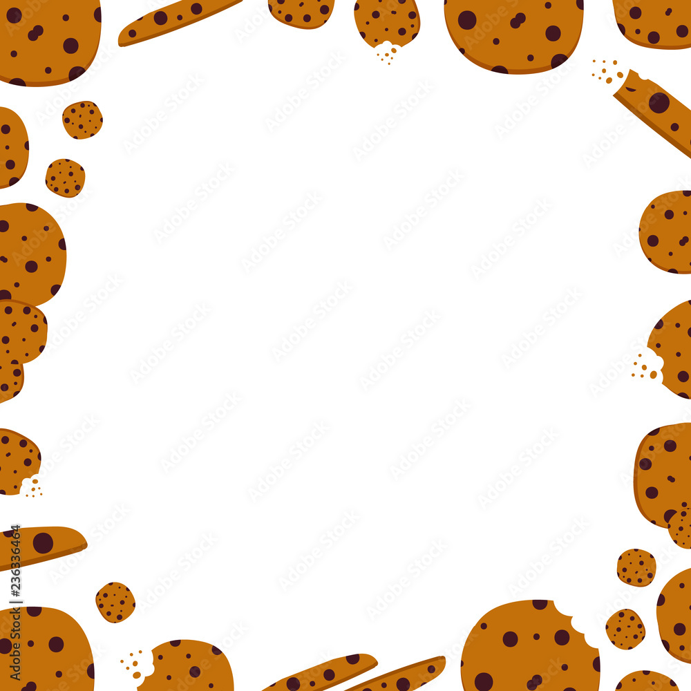 Cute cartoon style vector card template, frame, border with chocolate ...