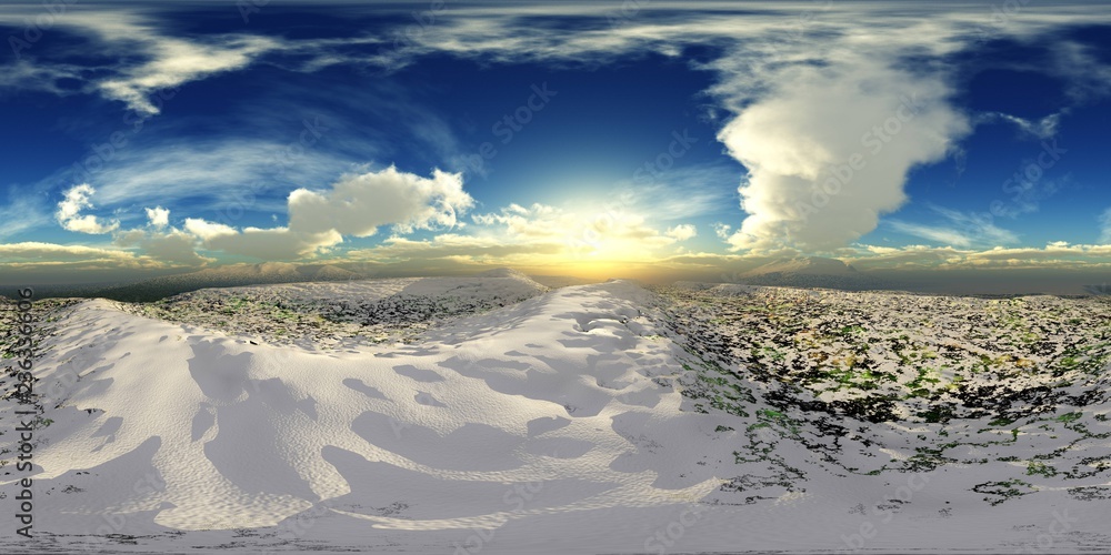 Winter landscape, HDRI, environment map , Round panorama, spherical ...