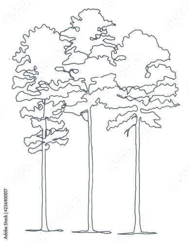 Continuous Line Drawing Tree Stock Vector | Adobe Stock