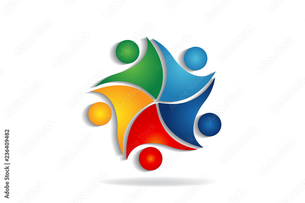 Logo teamwork unity people vector Stock Vector | Adobe Stock