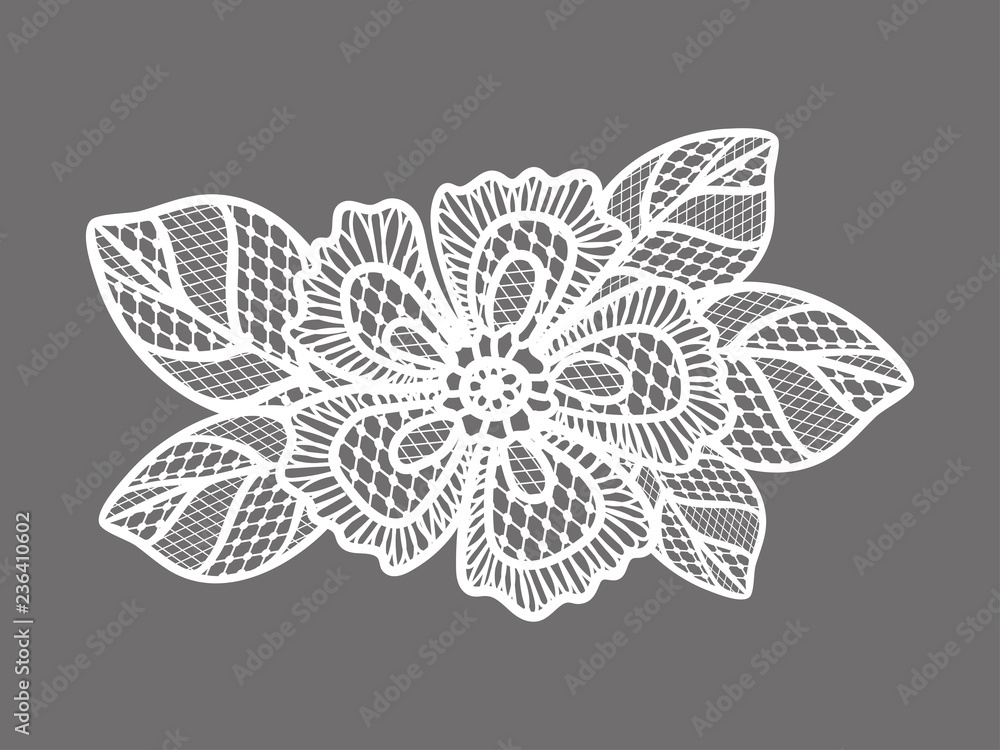 เวกเตอร์ Stock White lace pattern with flowers on transparent ...