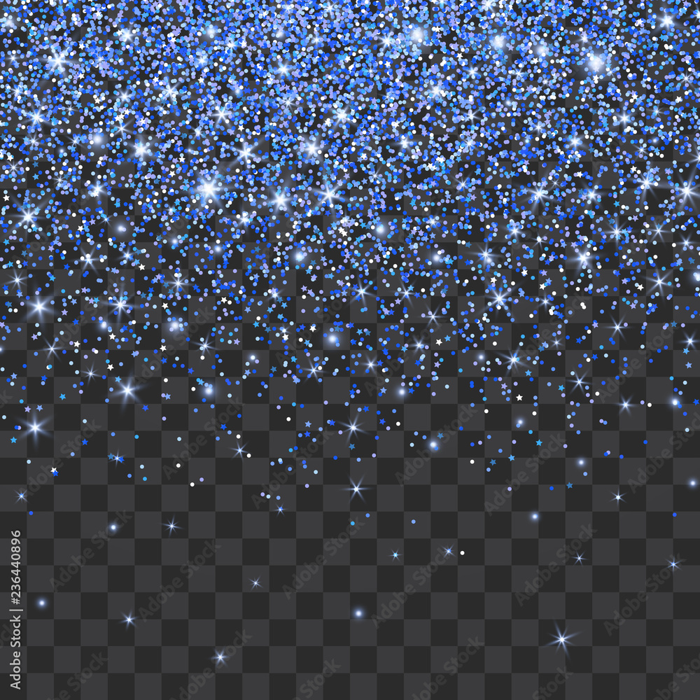 Blue glitter sparkle on a transparent background. Vibrant background ...