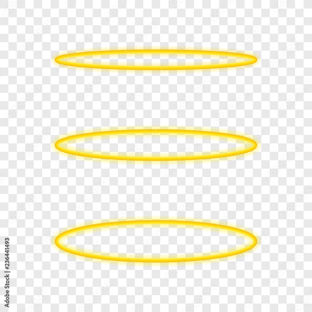 Set Halo angel ring . Holy golden nimbus circle isolated on transparent ...