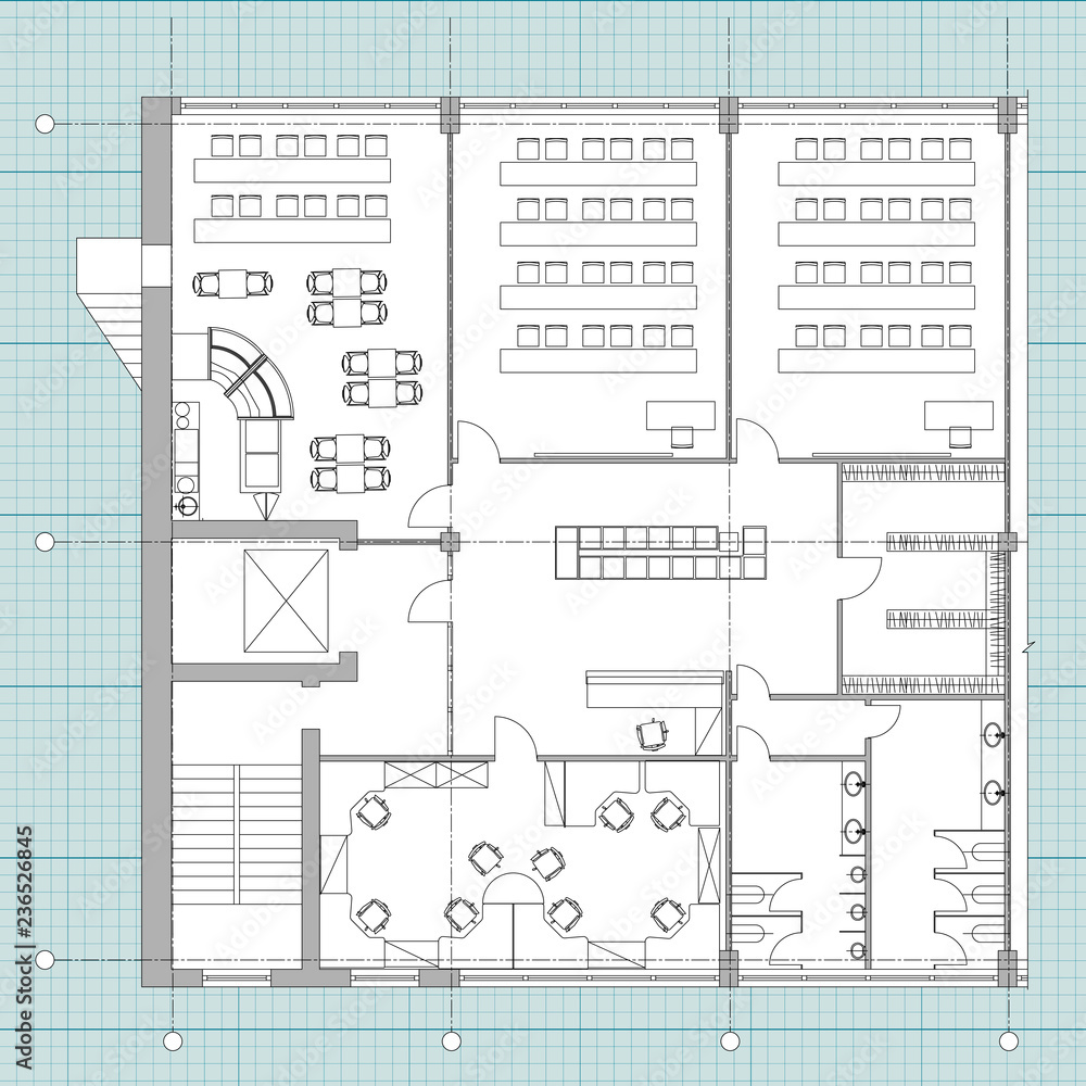 Стоковий вектор Standard office furniture symbols set used in ...