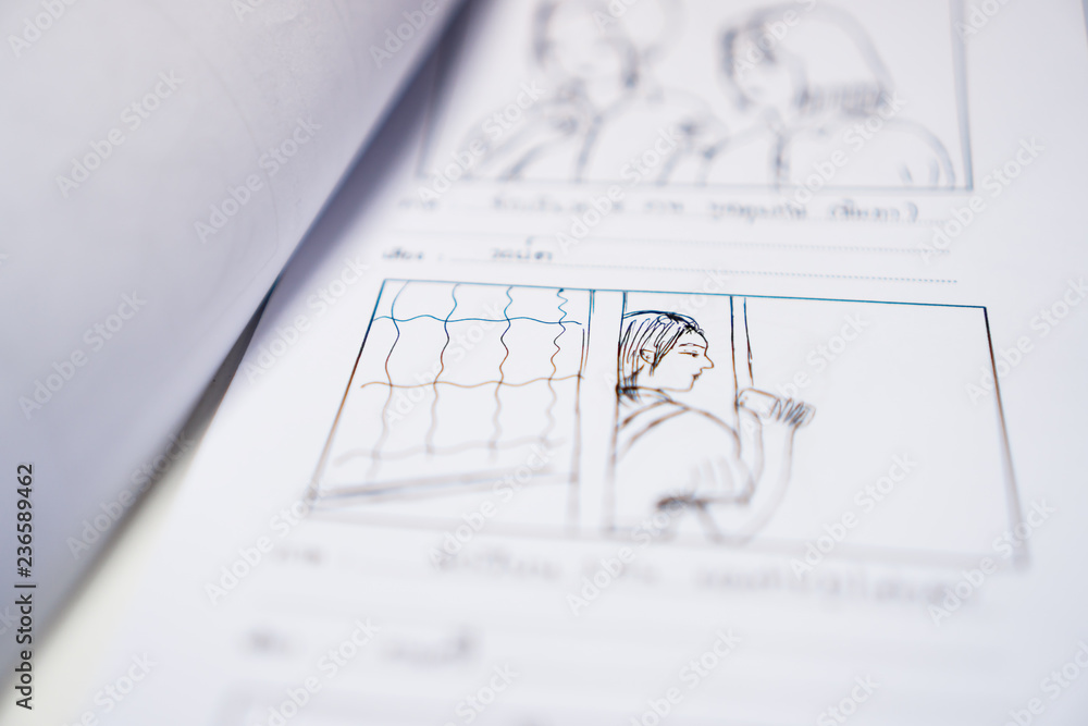 Storyboard or storytelling drawing creative for movie process pre ...