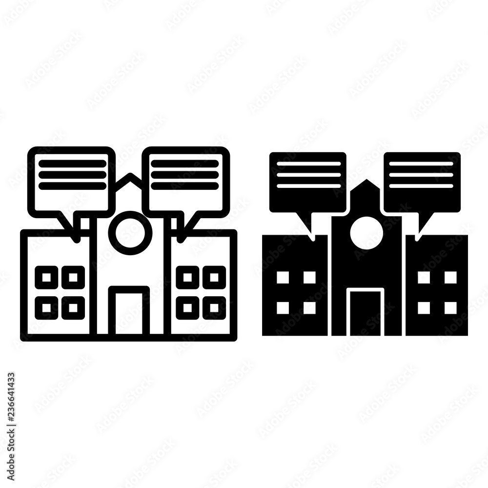 Institute building line and glyph icon. Scool vector illustration ...