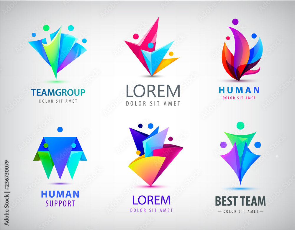Vector set of human, people circle group logos. Stock Vector | Adobe Stock