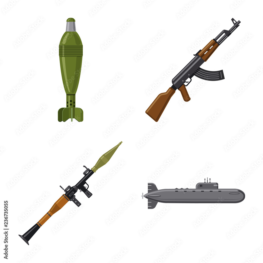 Vector design of weapon and gun symbol. Collection of weapon and army ...