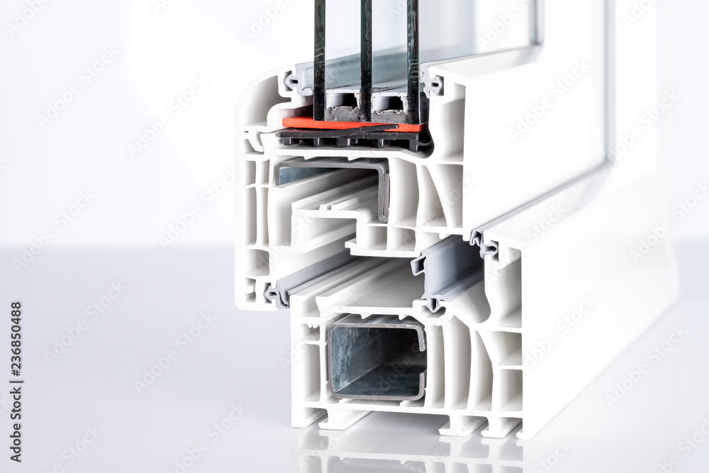 pvc windows cross section triple glazing Stock Photo | Adobe Stock