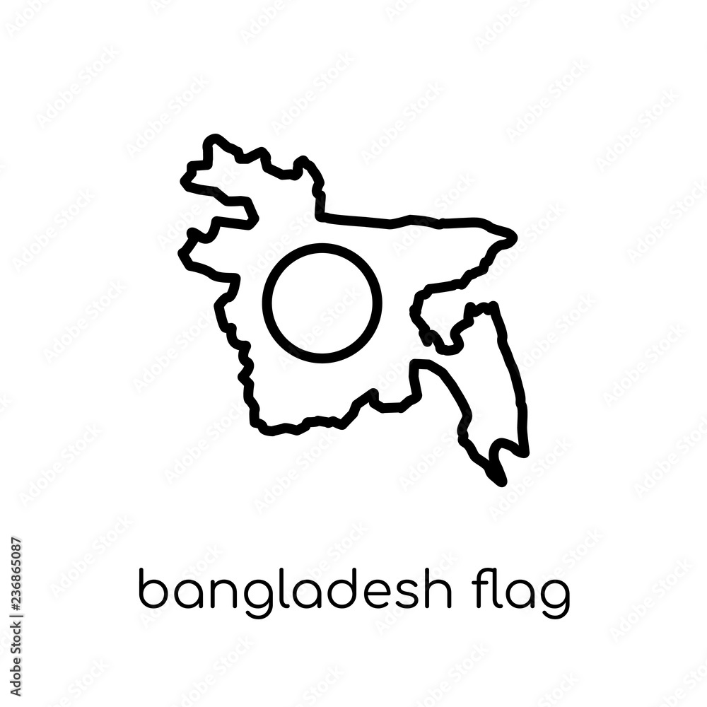 Bangladesh flag icon. Trendy modern flat linear vector Bangladesh flag ...