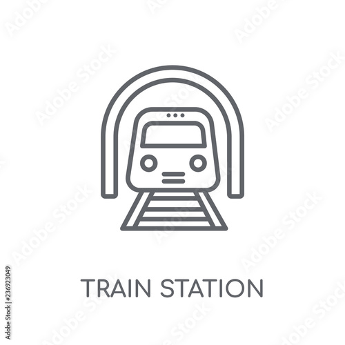 Train station linear icon. Modern outline Train station logo concept on ...